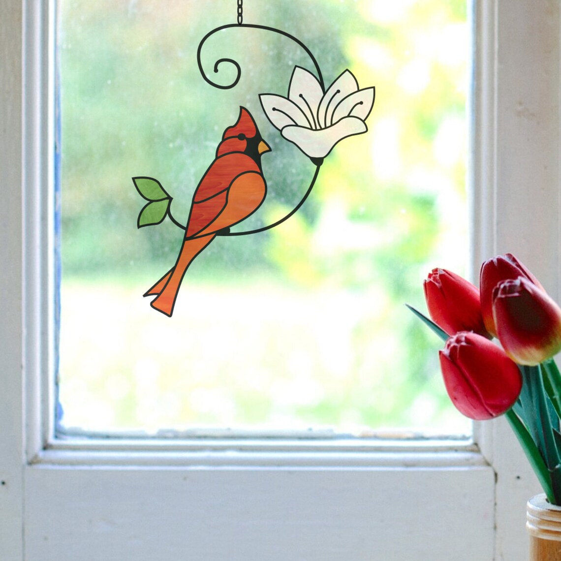 Red Cardinal Stained Glass Suncatcher Pattern Easy - Etsy