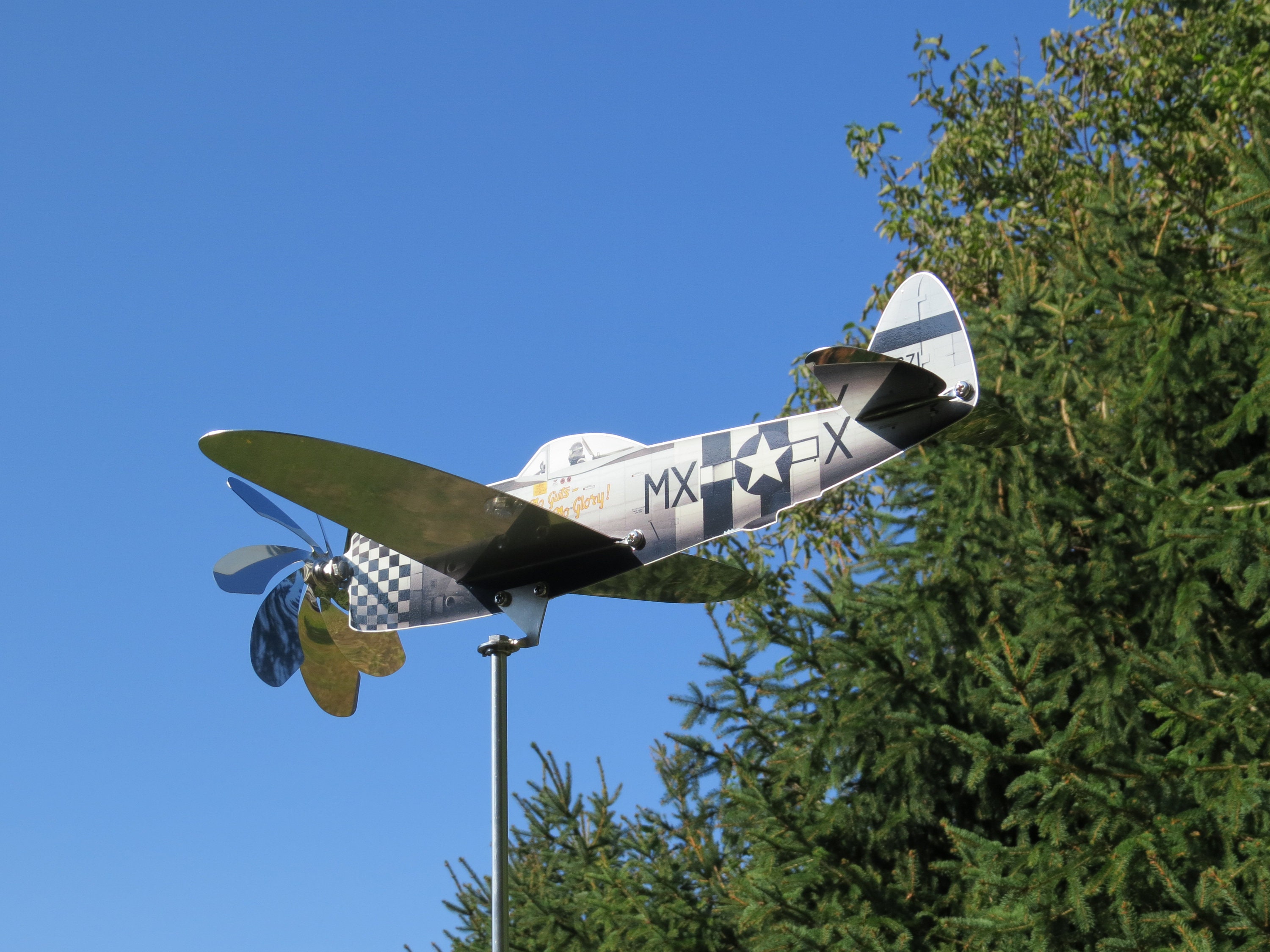 P-47 Thunderbolt Wind Spinner, Stainless Steel Aircraft Garden Decor - Etsy