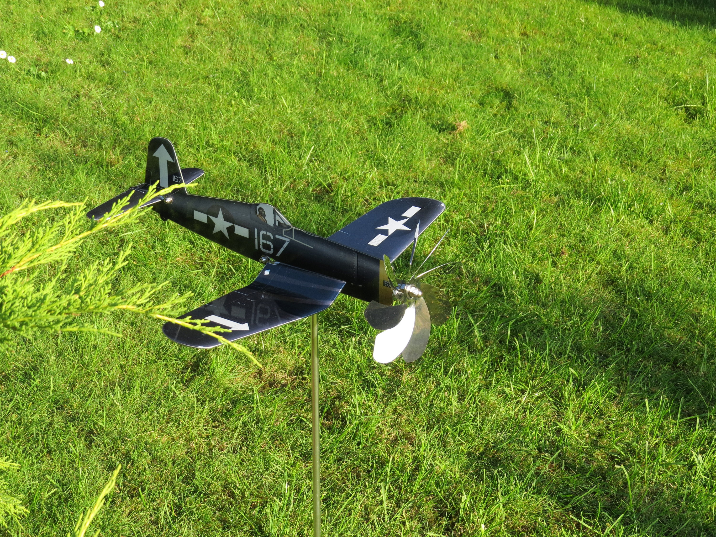 43 Cm Corsair F4U Windmill Aircraft Garden Decoration, Stainless Steel ...