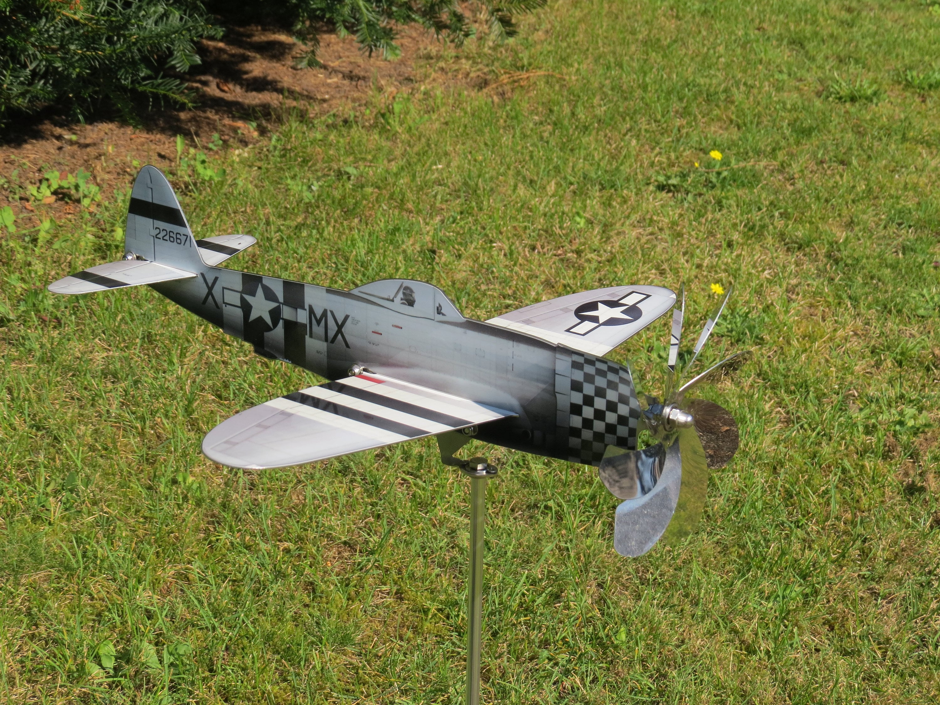 P-47 Thunderbolt Wind Spinner, Stainless Steel Aircraft Garden Decor - Etsy