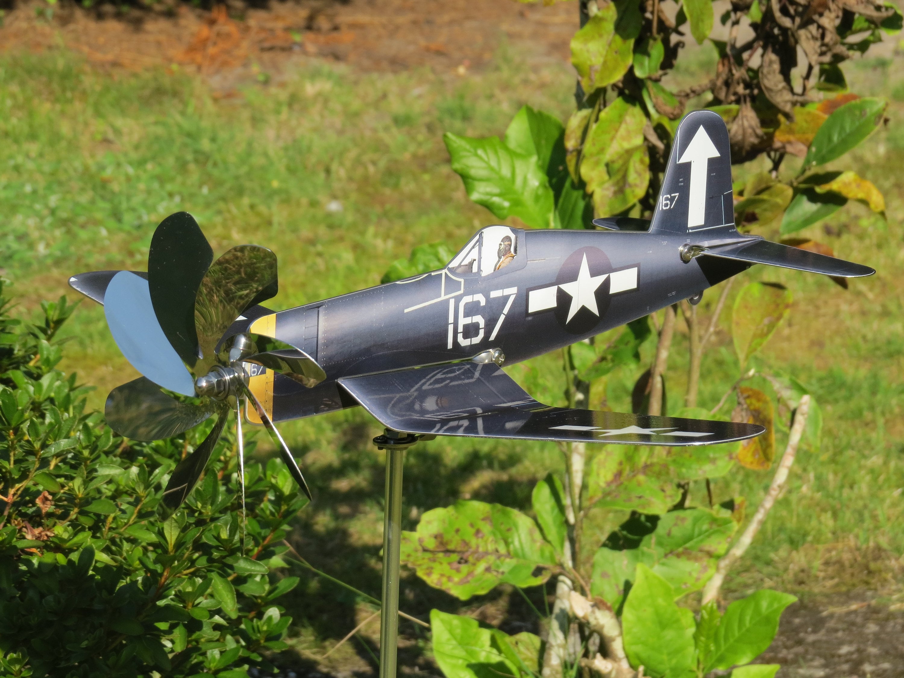 43 Cm Corsair F4U Windmill Aircraft Garden Decoration, Stainless Steel ...