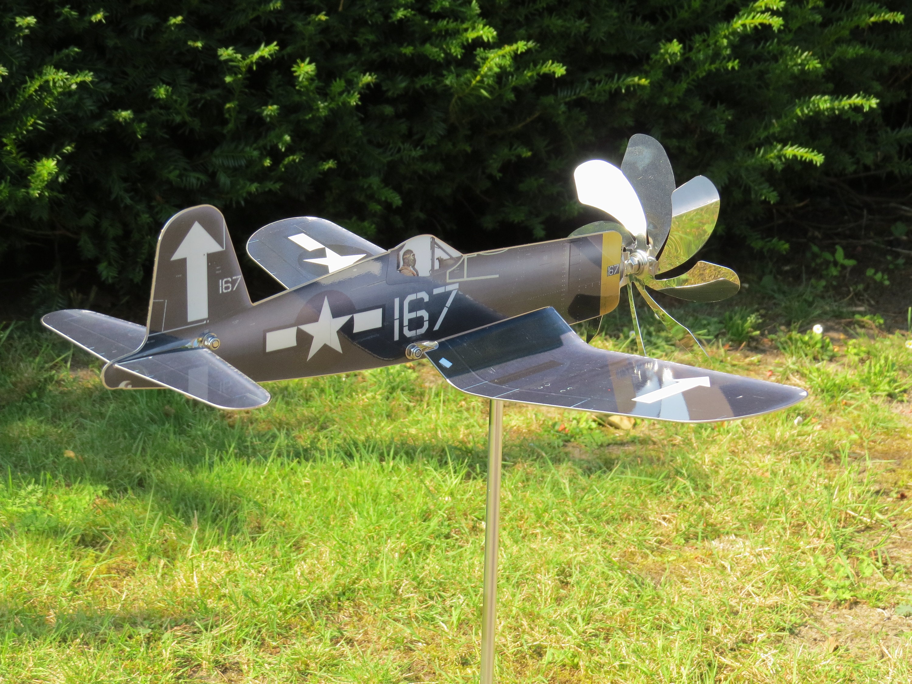 43 Cm Corsair F4U Windmill Aircraft Garden Decoration, Stainless Steel ...