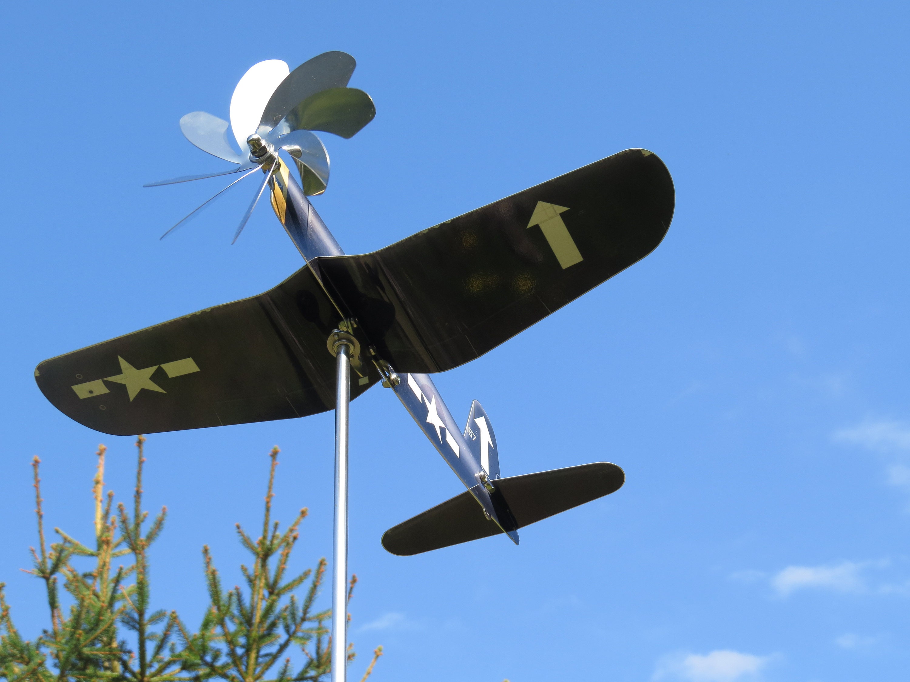 43 Cm Corsair F4U Windmill Aircraft Garden Decoration, Stainless Steel ...