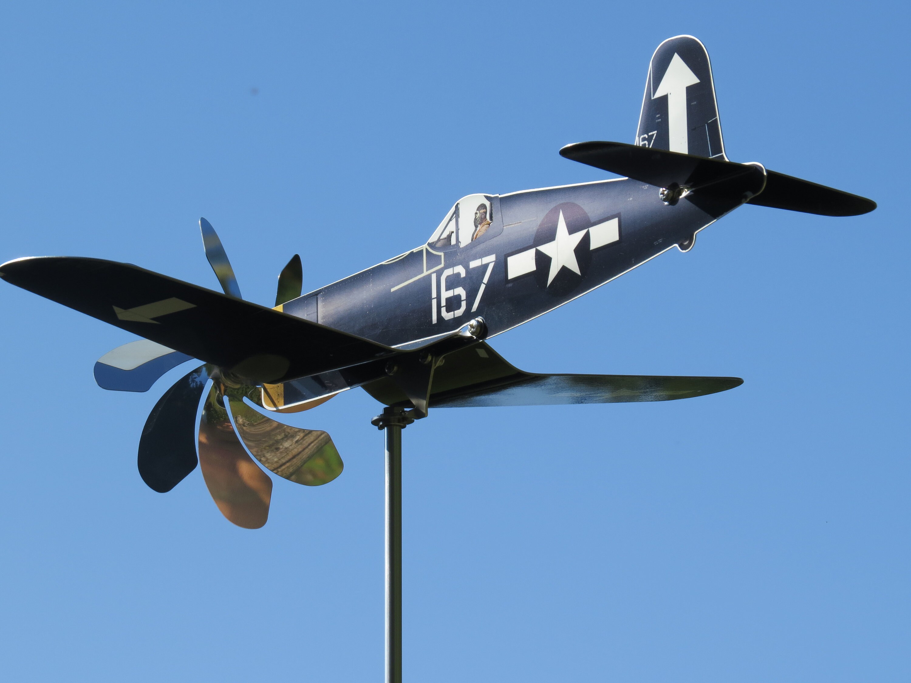 43 Cm Corsair F4U Windmill Aircraft Garden Decoration, Stainless Steel ...