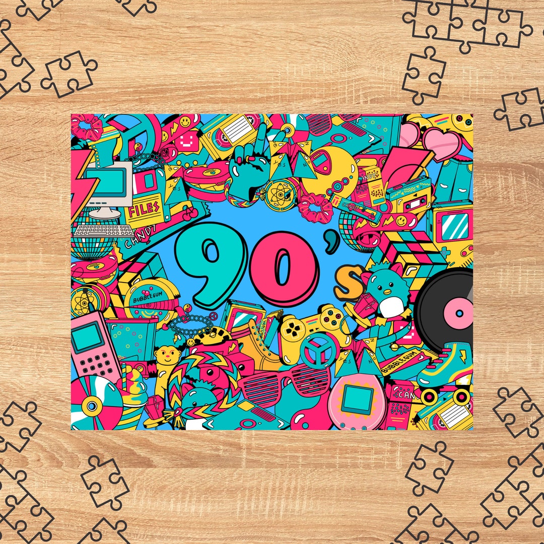 90s Themed Throwback Jigsaw Puzzle - Etsy