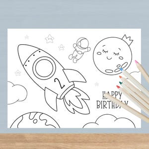 Editable Space Birthday Coloring Page & Placemats (DIY Printable) - Etsy
