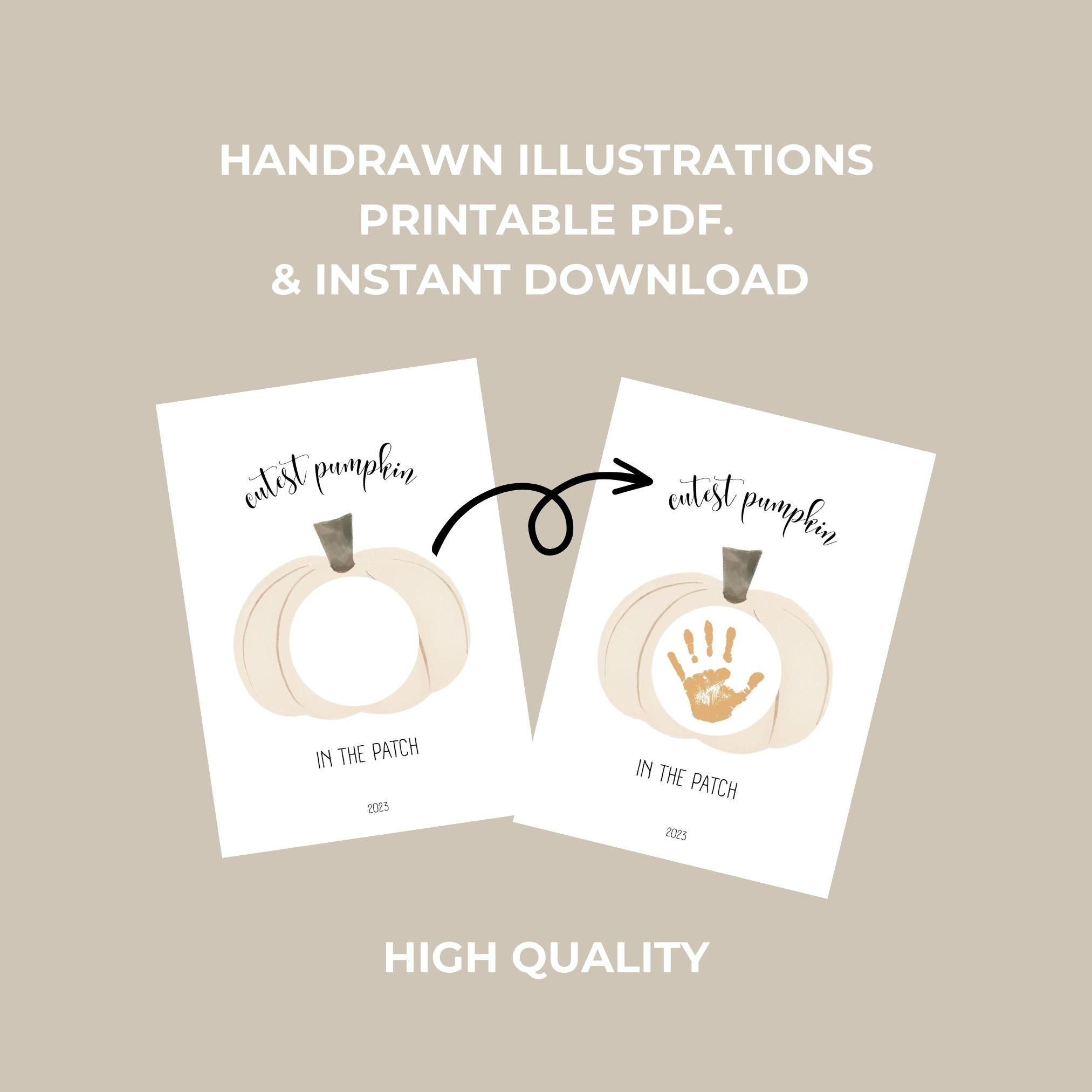 Fall Handprint Craft Printable Pumpkin Art Preschool Craft Kit - Etsy