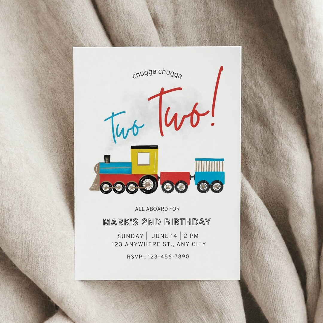 Editable Train Birthday Invitation Chugga Chugga Choo Choo Invitation ...