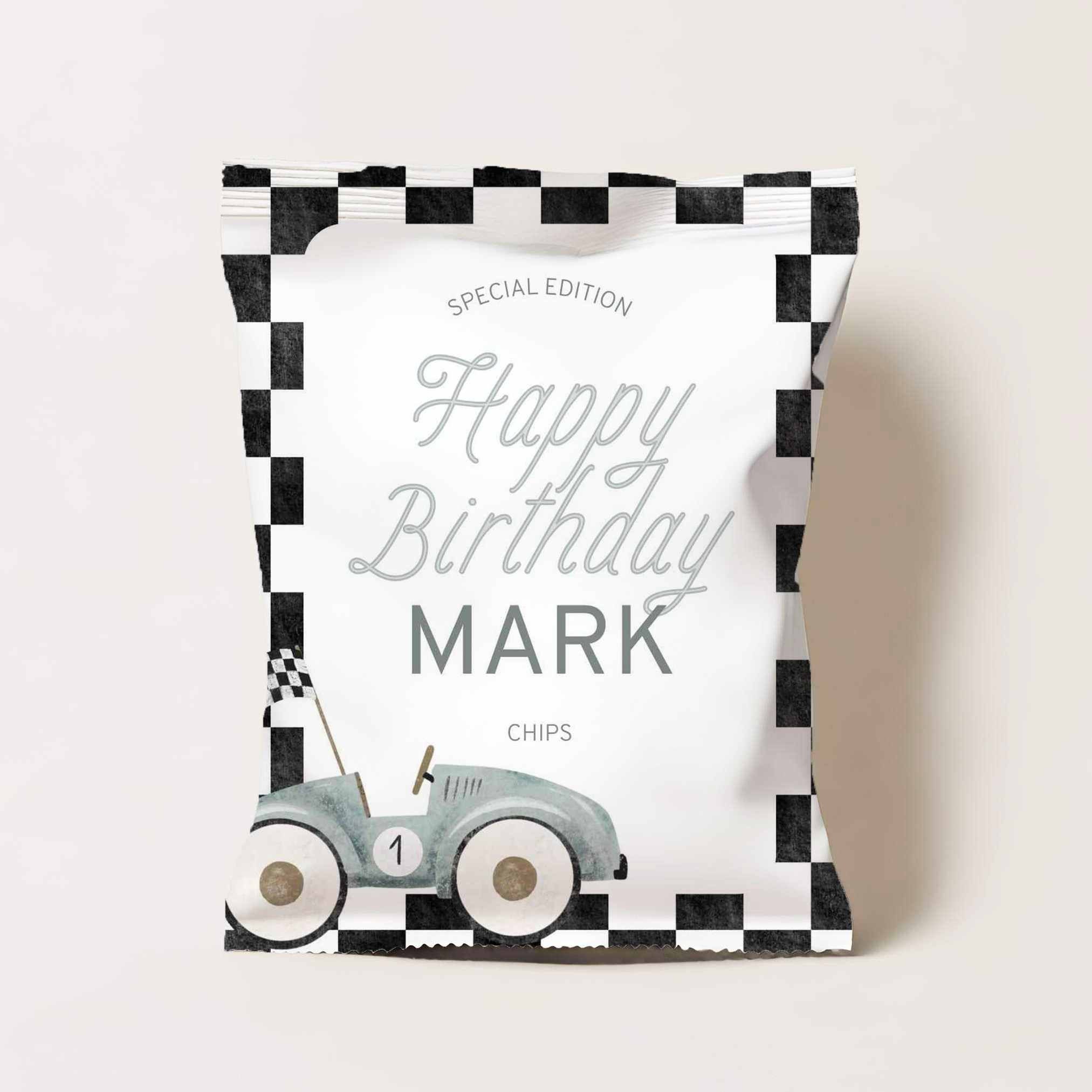 Editable Fast One Birthday Chip Bag Template / Personalised Racecar ...