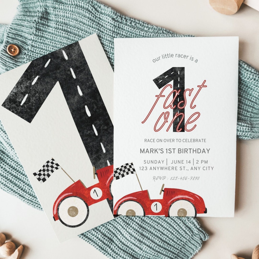 Fast One Racing Car 1st Birthday Invitation (digital Download) - Etsy