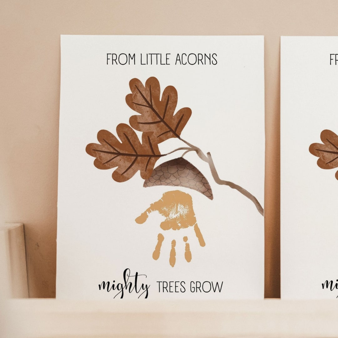 Fall Handprint Craft Printable Acorn Art Preschool Craft Kit for Kids ...