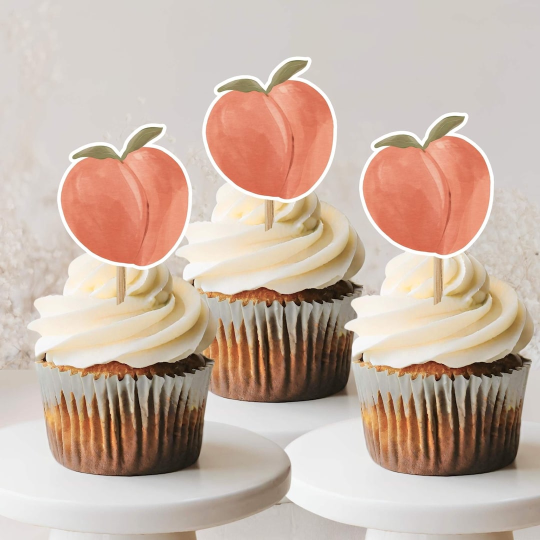 One Sweet Peach Birthday Cupcake and Cake Topper for Peach Themed First ...