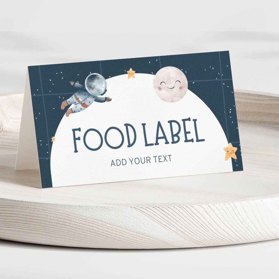 Space Food Label Tent: Astronaut Birthday Party Buffet Cards (editable ...
