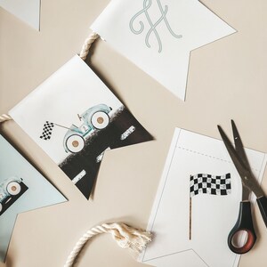Two Fast Birthday Banner: Vintage Race Car Decor (printable Template ...