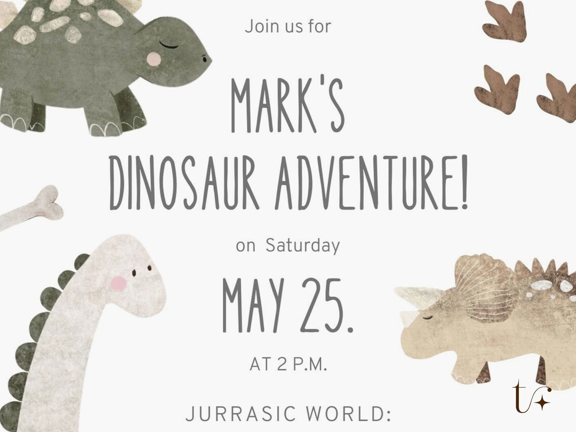 Editable Dinosaur Invitation Modern Dinosaur Party Dinosaur - Etsy