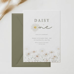 Daisy First Birthday Party Invitation Template, Daisy Birthday Invite ...