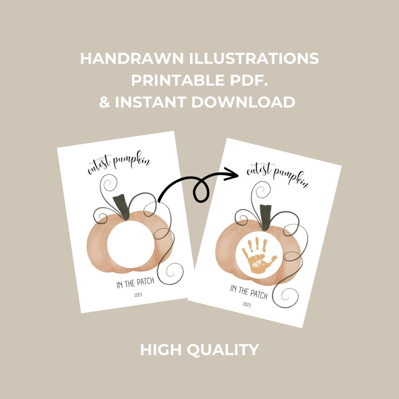 Fall Handprint Craft Printable Pumpkin Art Preschool Craft Kit - Etsy