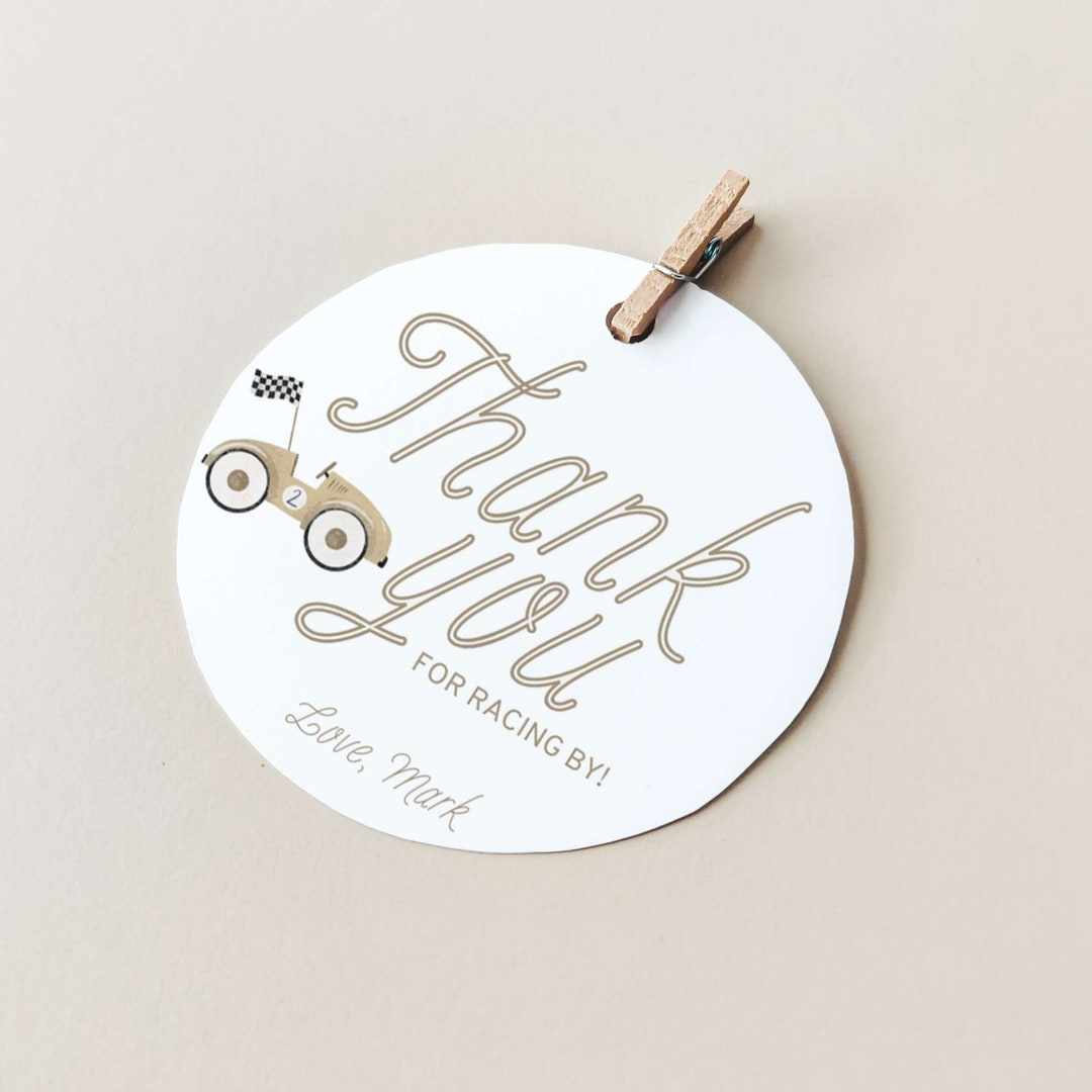 Two Fast Race Car Thank You Tag: 2nd Birthday Favor (editable Canva ...