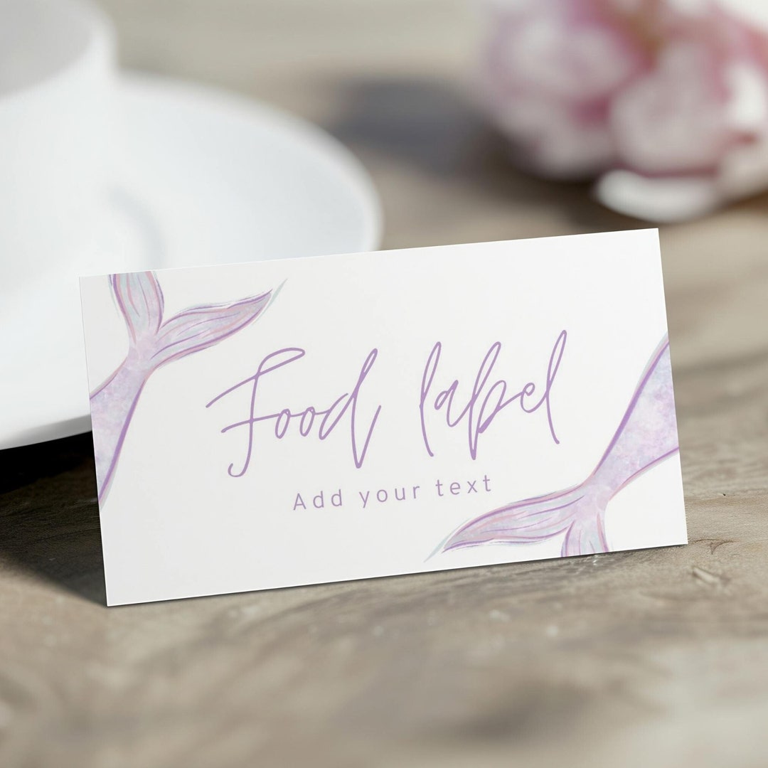 Editable Mermaid Birthday Party Food Label Template | Underwater Theme ...