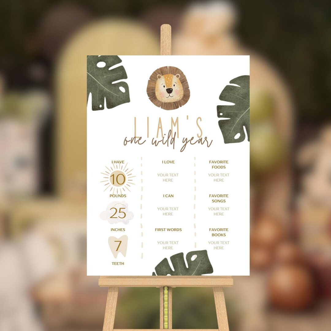 Editable Wild One Birthday Milestone Board Wild One Decor Wild One ...