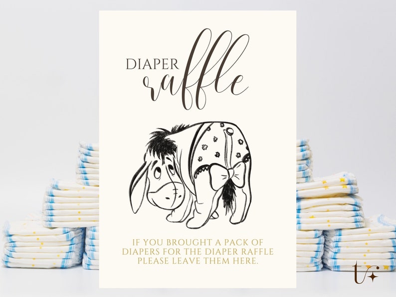 Diaper Raffle Sign. Winnie the Pooh Elegant Baby Shower Sign. - Etsy