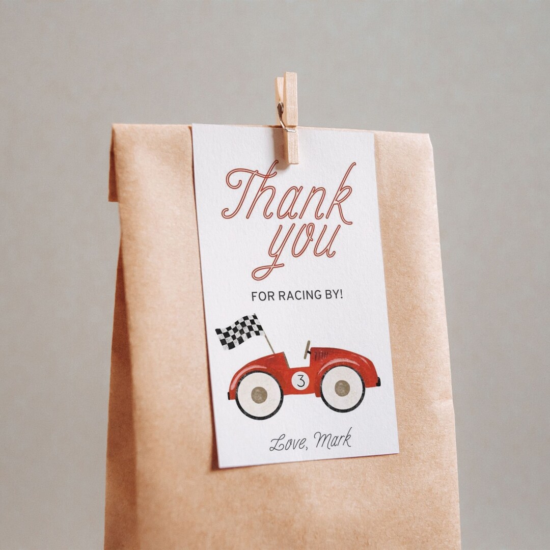 Editable Race Car Birthday Favor Tag: Personalized Party Decor (digital ...