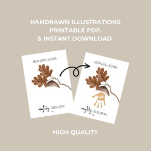 Fall Handprint Acorn Art: Kids Preschool Craft (PDF Printable) - Etsy