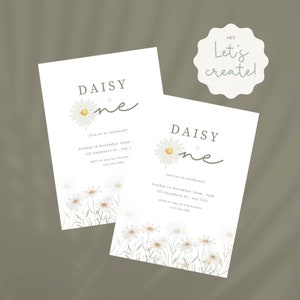 Daisy First Birthday Party Invitation Template, Daisy Birthday Invite ...