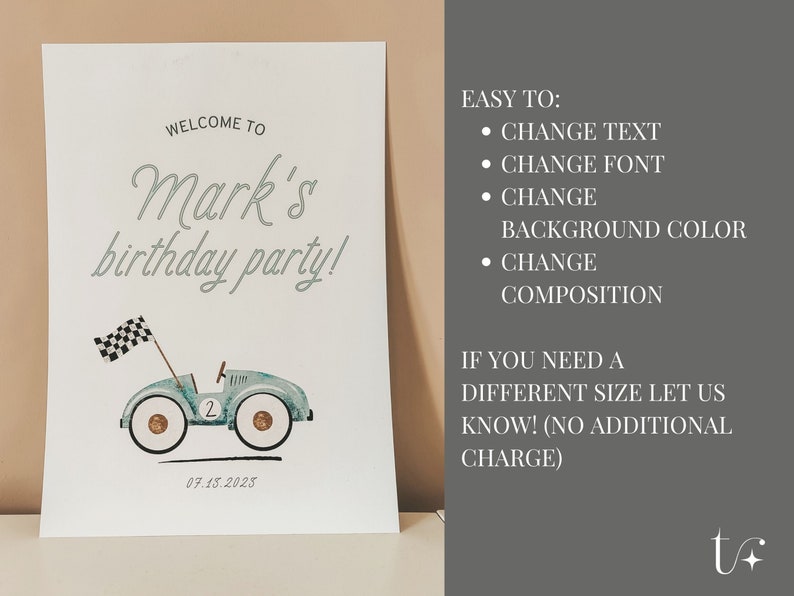 Editable TWO Fast Birthday Welcome Sign Race Car 2nd Birthday - Etsy