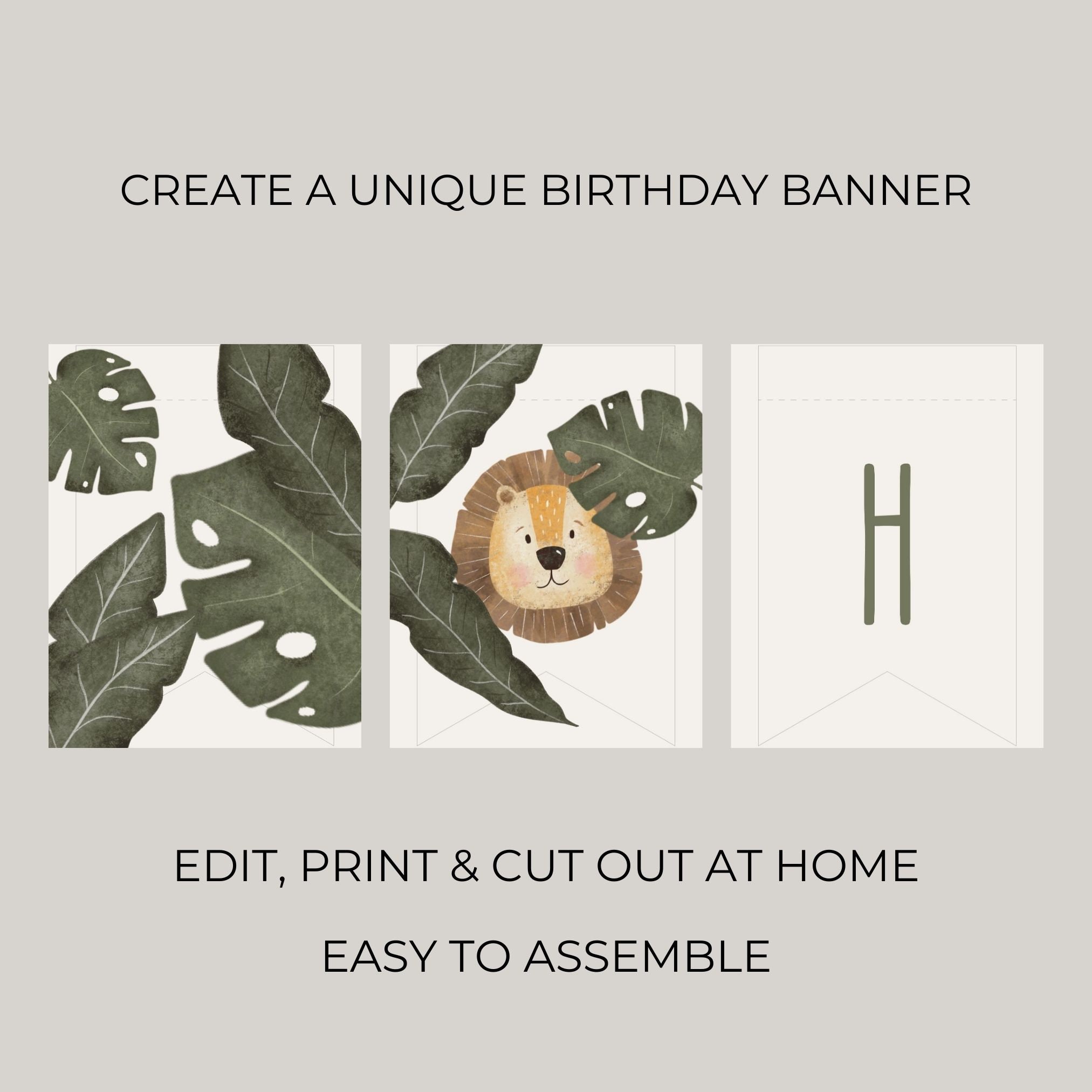 Safari Birthday Banner: Jungle Theme Decor (digital Download) - Etsy