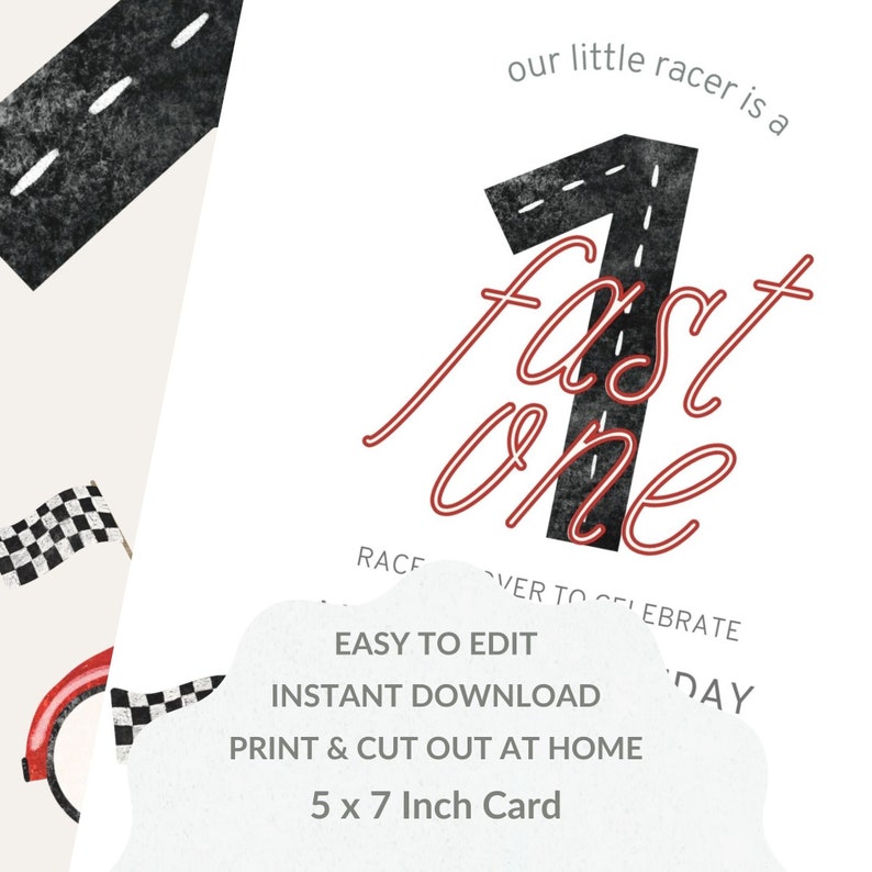 Fast One Racing Car 1st Birthday Invitation (digital Download) - Etsy