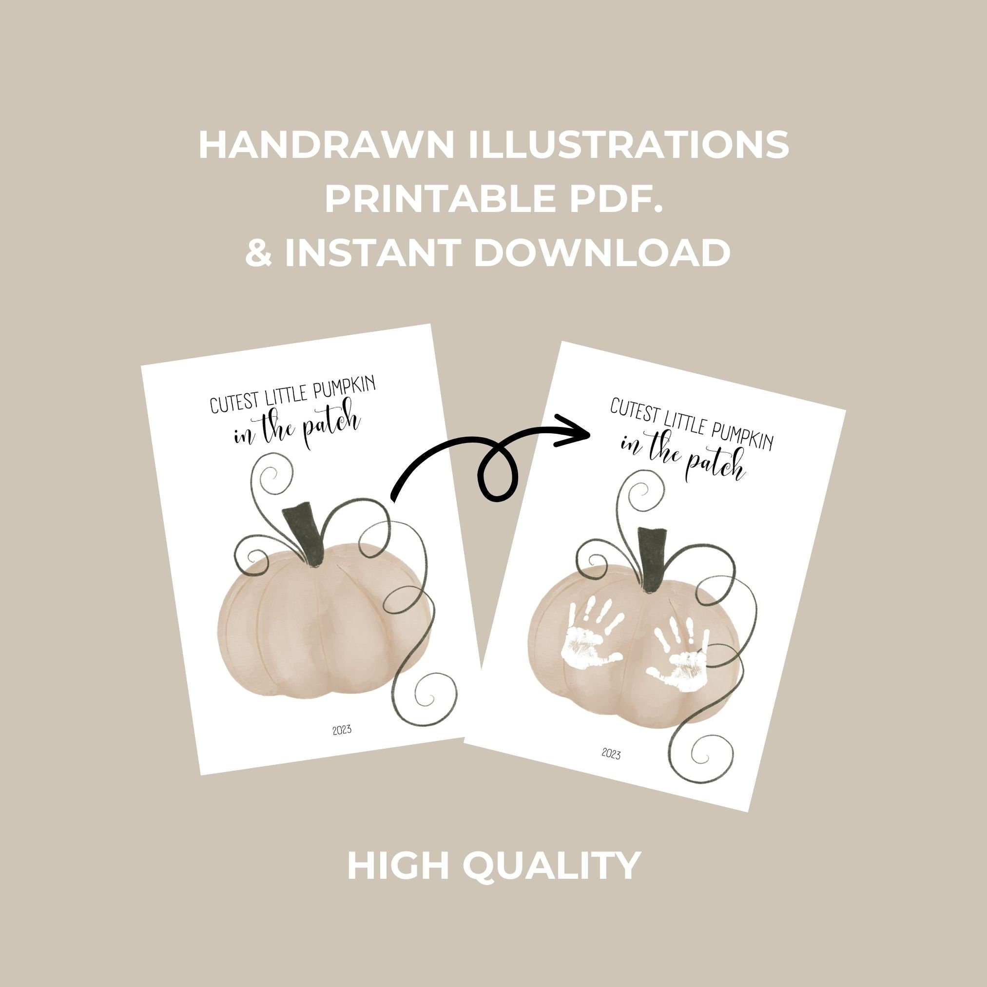 Fall Handprint Craft Printable Pumpkin Art Preschool Craft Kit - Etsy