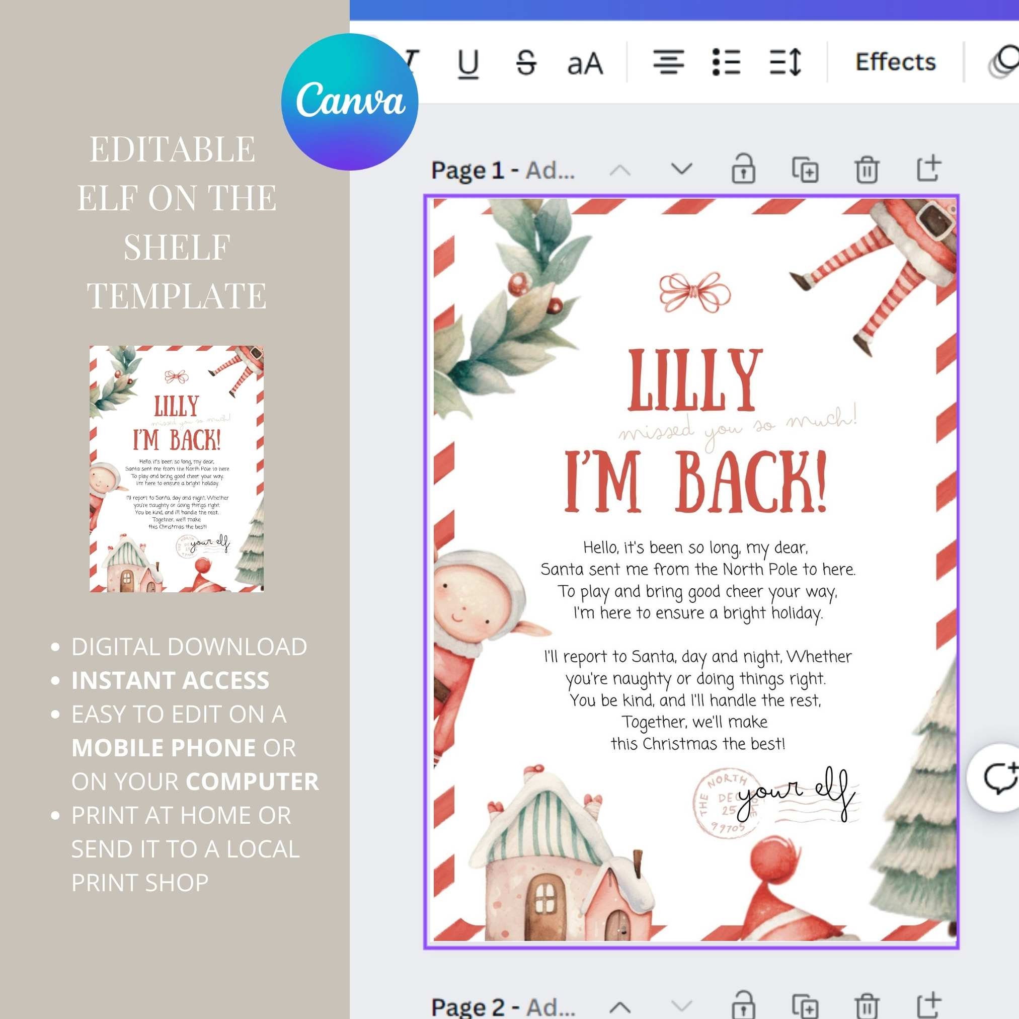 EDITABLE Elf Letter Elf Welcome Letter Elf Arrival Letter - Etsy Australia
