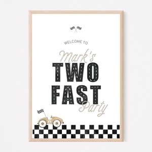 Editable TWO Fast Birthday Welcome Sign Race Car 2nd Birthday Decor ...