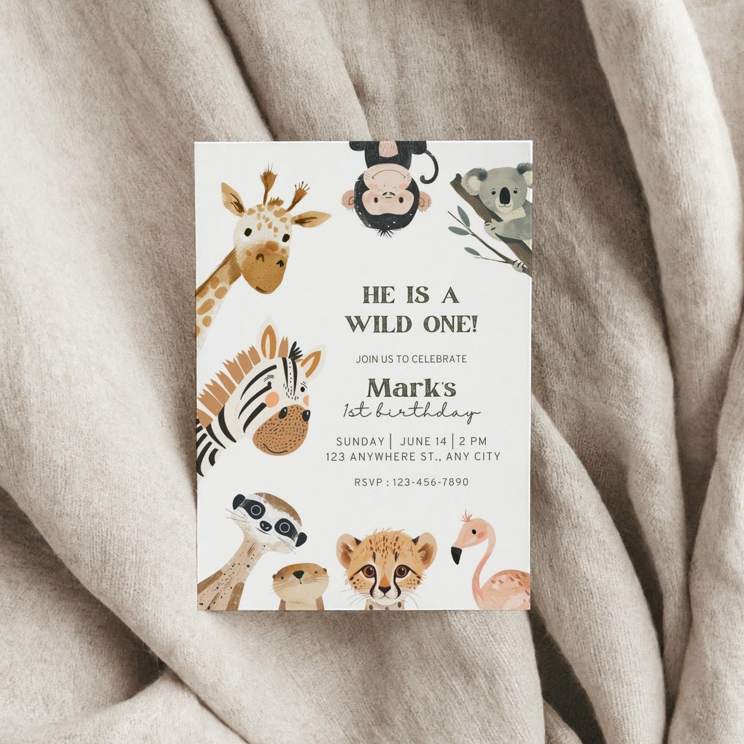 Wild One Birthday Invitation, Lion 1st Birthday Invite, Wild One ...