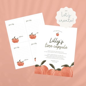 Sweet as a Peach Birthday Time Capsule for Peach Themed First Birthday ...