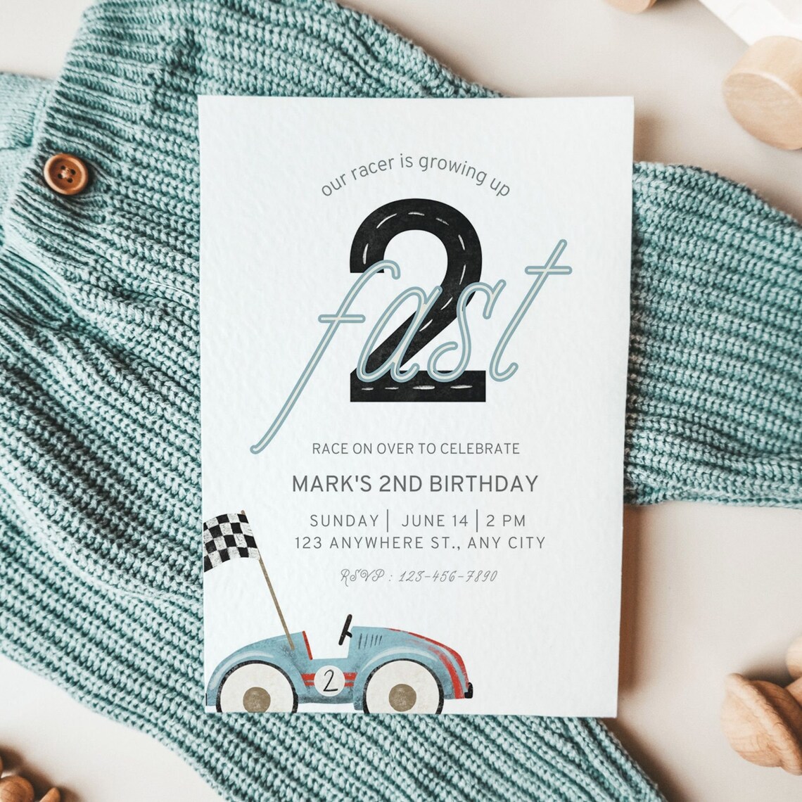 Editable TWO Fast Birthday Invitation Race Car 2nd Birthday - Etsy