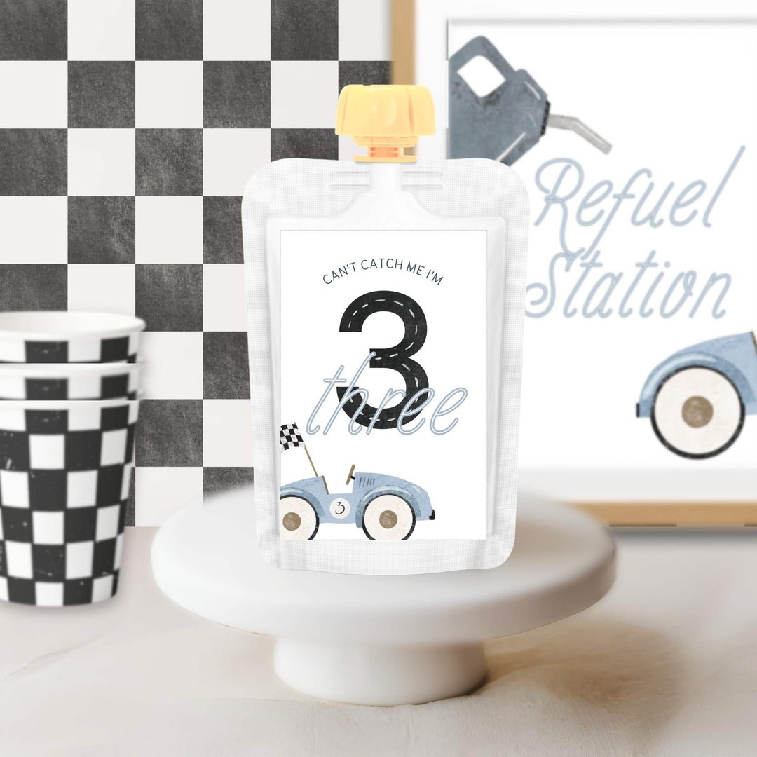 Race Car Birthday Decoration Juice Label for 3rd Birthday Race Car ...