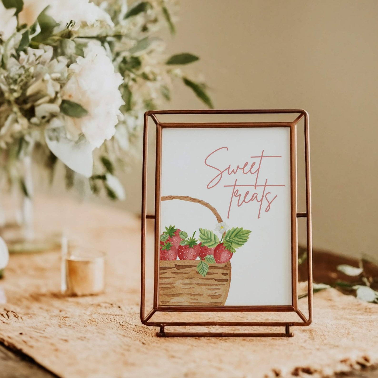 Berry First Birthday Table Signs: Red Gingham, Editable Template - Etsy