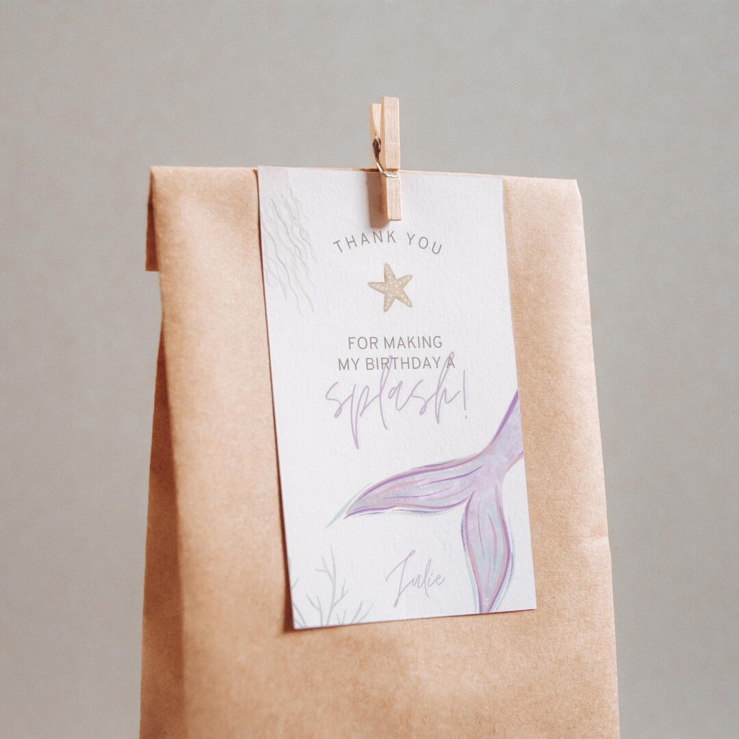 Mermaid Birthday Party Thank You Tag | Editable Favor Tags | Under the ...