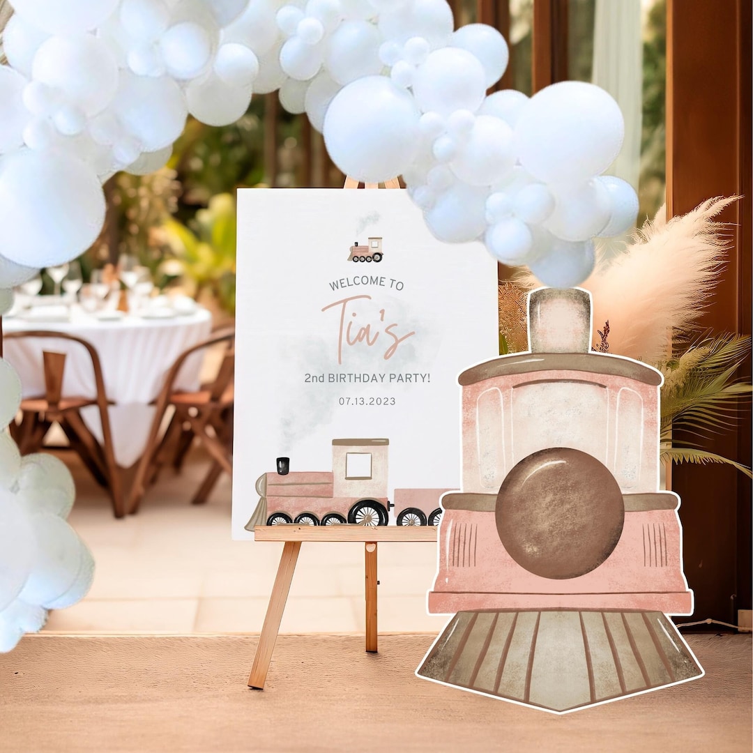 Chugga Chugga Two Two Birthday Decoration Train Big Decor Pink Train ...