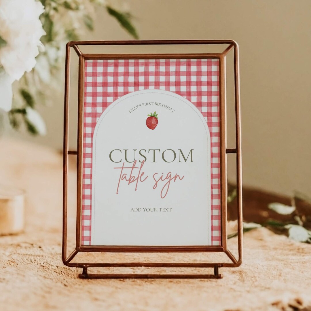 Berry First Birthday Table Signs, Strawberry 1st Birthday Decoration ...