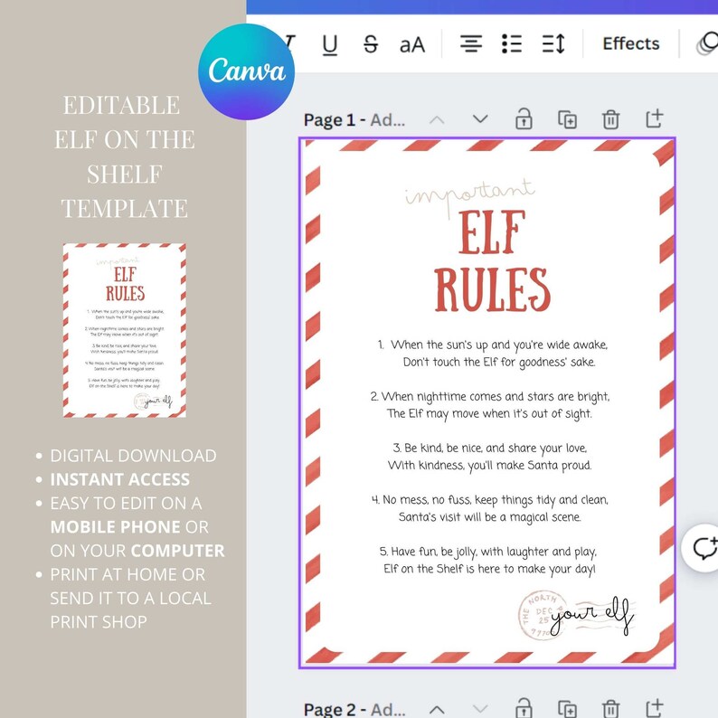 EDITABLE Elf Rules, Elf Goodbye Letter, Elf Welcome Letter, Elf Arrival ...