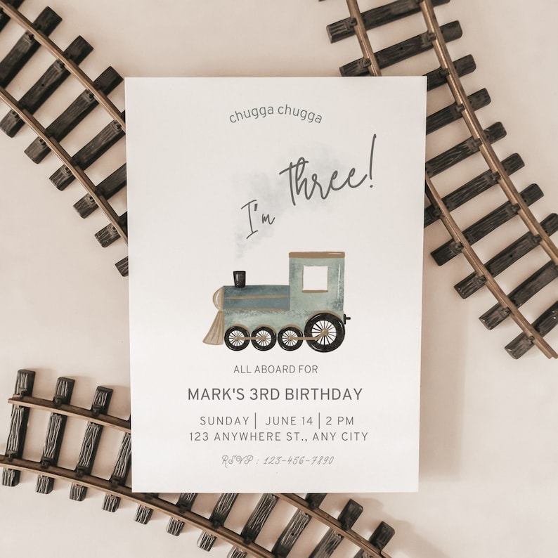 Train Birthday Invitation Template for 3rd Birthday Boy Party - Etsy