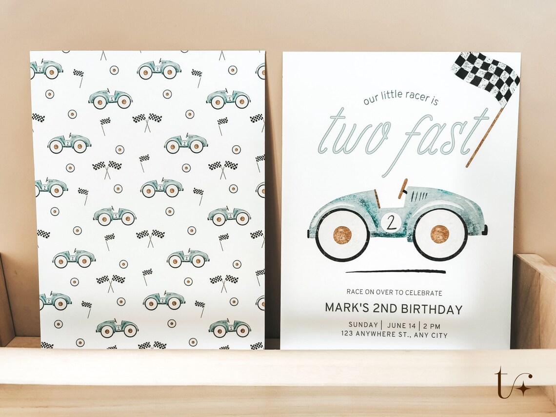 Editable TWO Fast Birthday Invitation Race Car 2nd Birthday - Etsy