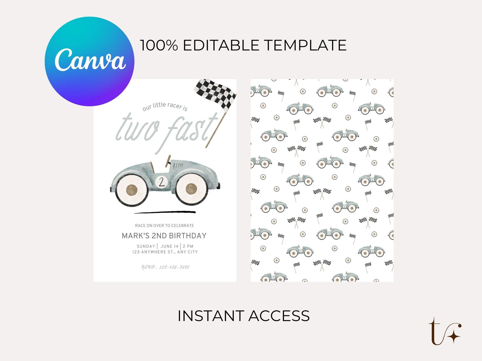 Editable TWO Fast Birthday Invitation Race Car 2nd Birthday - Etsy