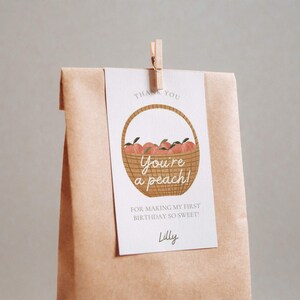 One Sweet Peach Birthday Thank You Tag for Peach Themed First Birthday ...