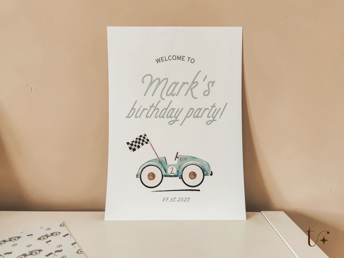 Editable TWO Fast Birthday Welcome Sign Race Car 2nd Birthday - Etsy