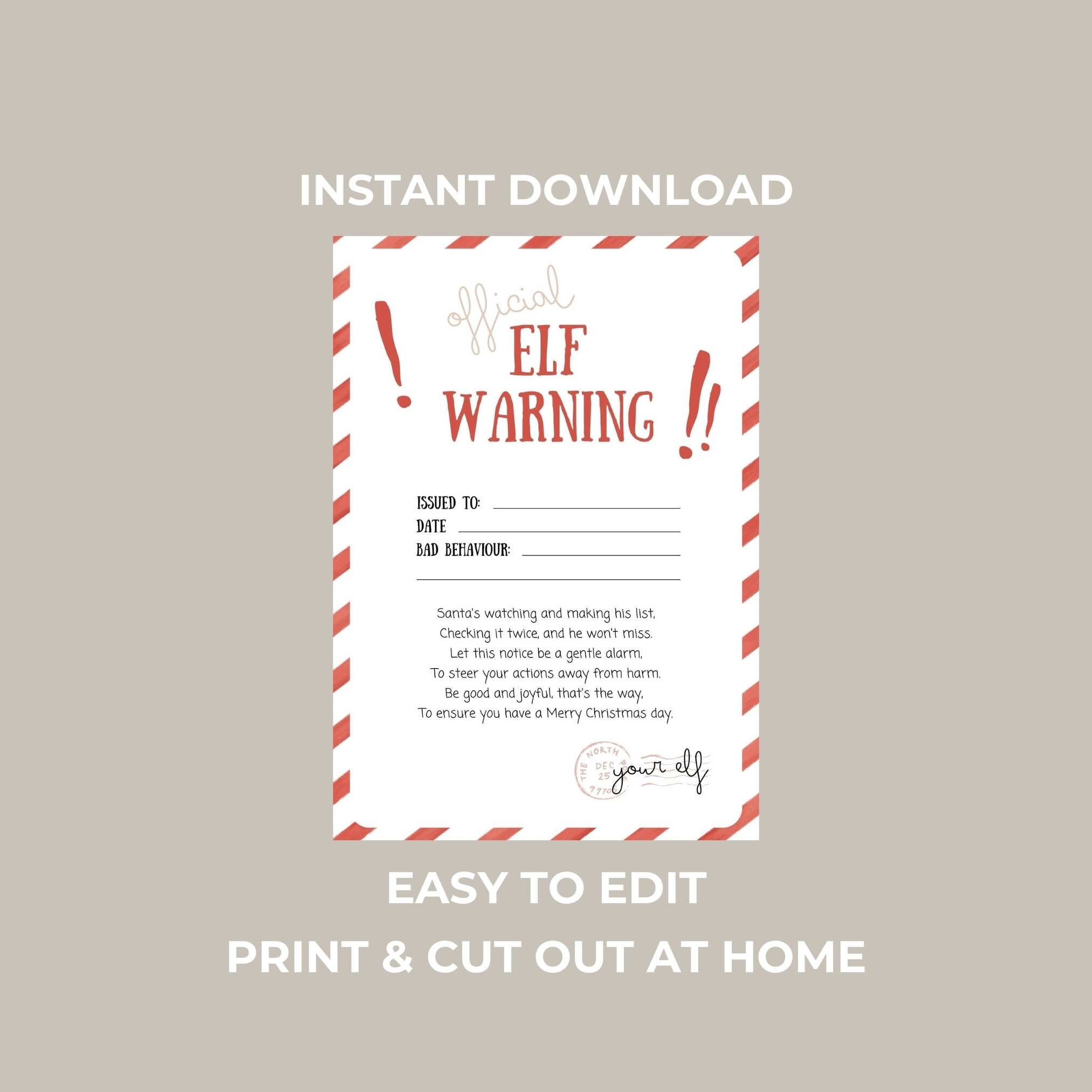 EDITABLE Elf Warning Elf Goodbye Letter Elf (Download Now) - Etsy