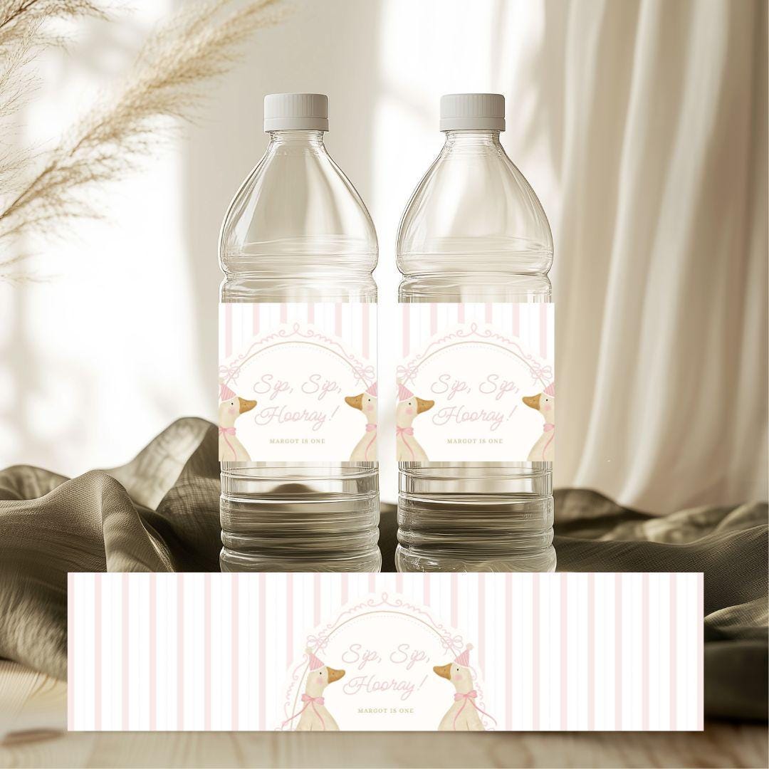One Silly Goose Water Bottle Labels – Printable Party Stickers – Hand ...